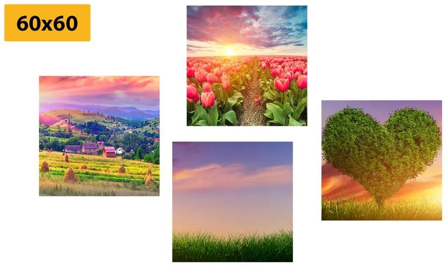 Set obrazů příroda v pastelových barvách Varianta: 4x 60x60