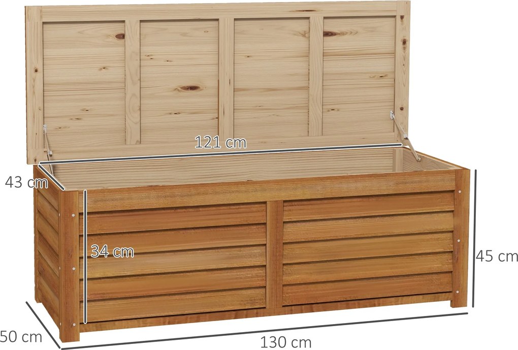 Outsunny Zahradní Úložný Box 176L z Dřeva s Úchyty, rozměry 130L x 50W x 45H cm