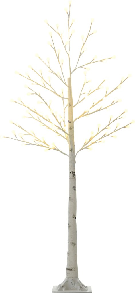 HOMCOM Strom se světly 150 cm bříza se 120 teplými bílými LED diodami, 3 úrovně jasu, umělá bříza na párty, svatby a Vánoce IP44 | Aosom.de