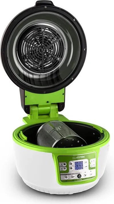 Klarstein VitAir Turbo, horkovzdušná fritéza, 1400 W, 10 l, grilování, pečení, zeleno-bílá
