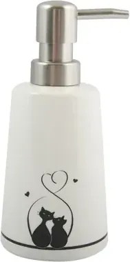 MSV GATITOS dávkovač mýdla bílý s motivem koček / keramika / 300 ml