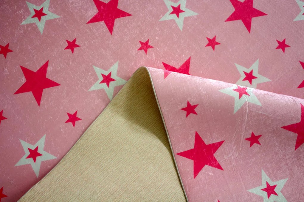 BE Koberec Porte 8461 PINK - růžové obdélníkové hvězdy Rozměr: 60x100 cm