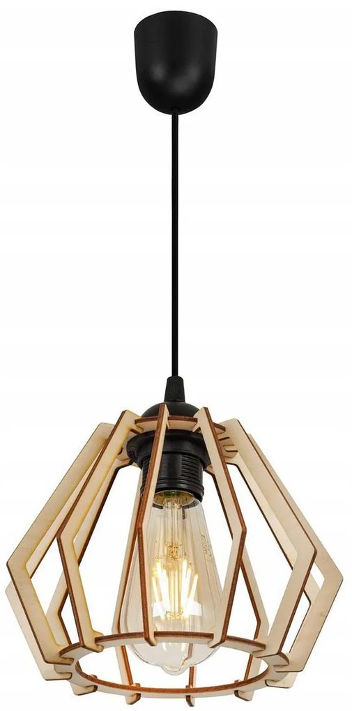 Závěsné svítidlo Timber, 1x dřevěné stínítko, lp