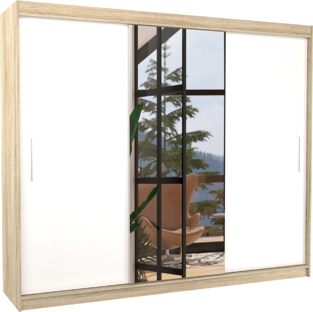 ADRK Furniture Posuvná skříň s zrcadlem DENIS 250 ADRK-SW-DEN-SW-250