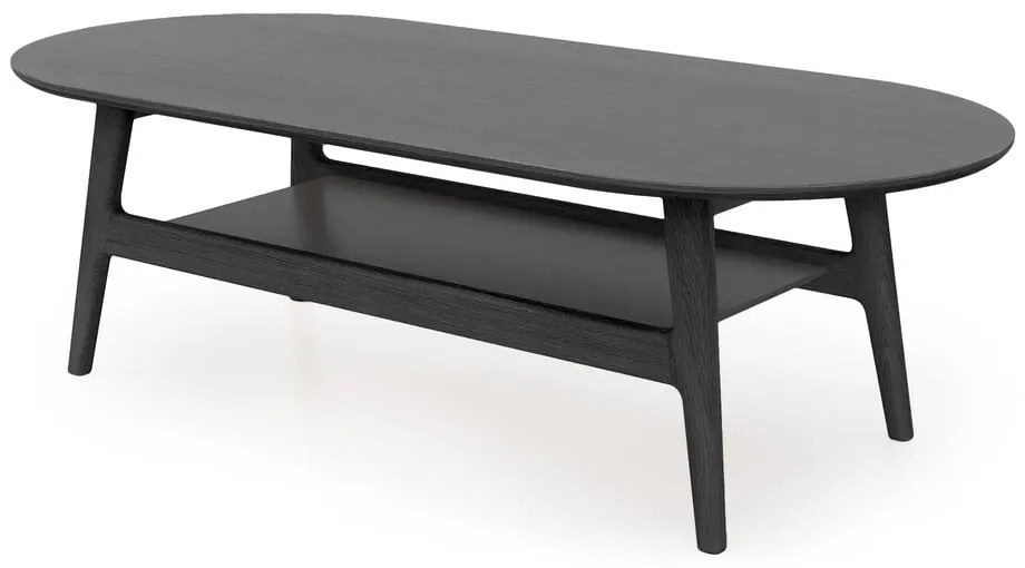 Černý konferenční stolek v dekoru dubu 60x130 cm Curved – Woodman