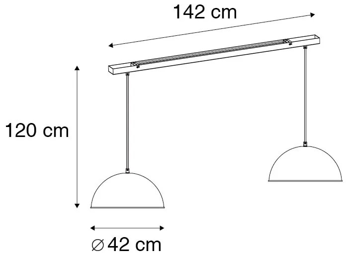 Průmyslové závěsné svítidlo černé se zlatem 2-světlo - Magnax