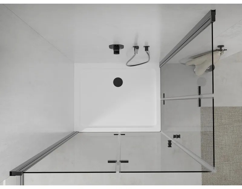 Mexen Lima Duo skládací sprchový kout 100 x 90 cm, Průhledné, Černá + sprchová vanička Flat - 856-100-090-70-02-4010B