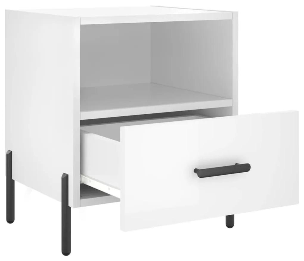 Noční stolek bílý vysoký lesk 40x35x47,5 cm kompozitní dřevo