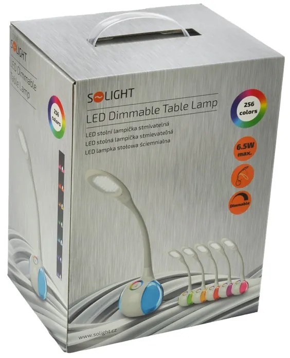 Solight LED stolní stmívatelná lampa s RGB podsvícení, 6,5W, denní bílá, bílá WO39