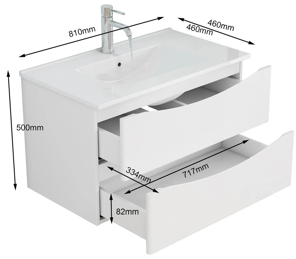 Závěsná skříňka pod umyvadlo Houseland Nirela 80 cm bílá