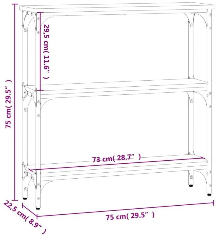 Konzolový stolek, kov, dřevo, černá, dub rustikal, NoBi LOMIR