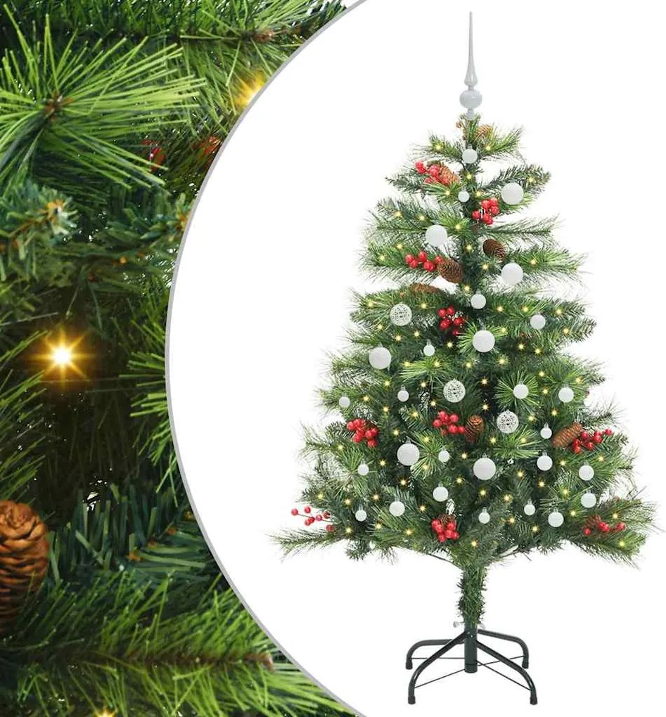 Umělý vánoční stromeček 150 LED Teplá bílá PVC a kov Zelená 3395128