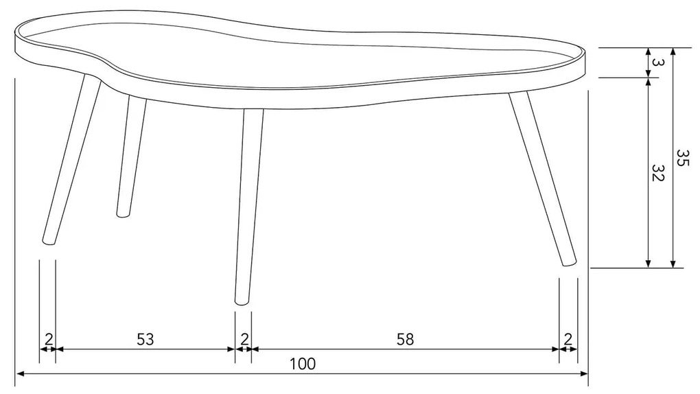Odkládací stolek menna 100 x 35 cm béžový MUZZA