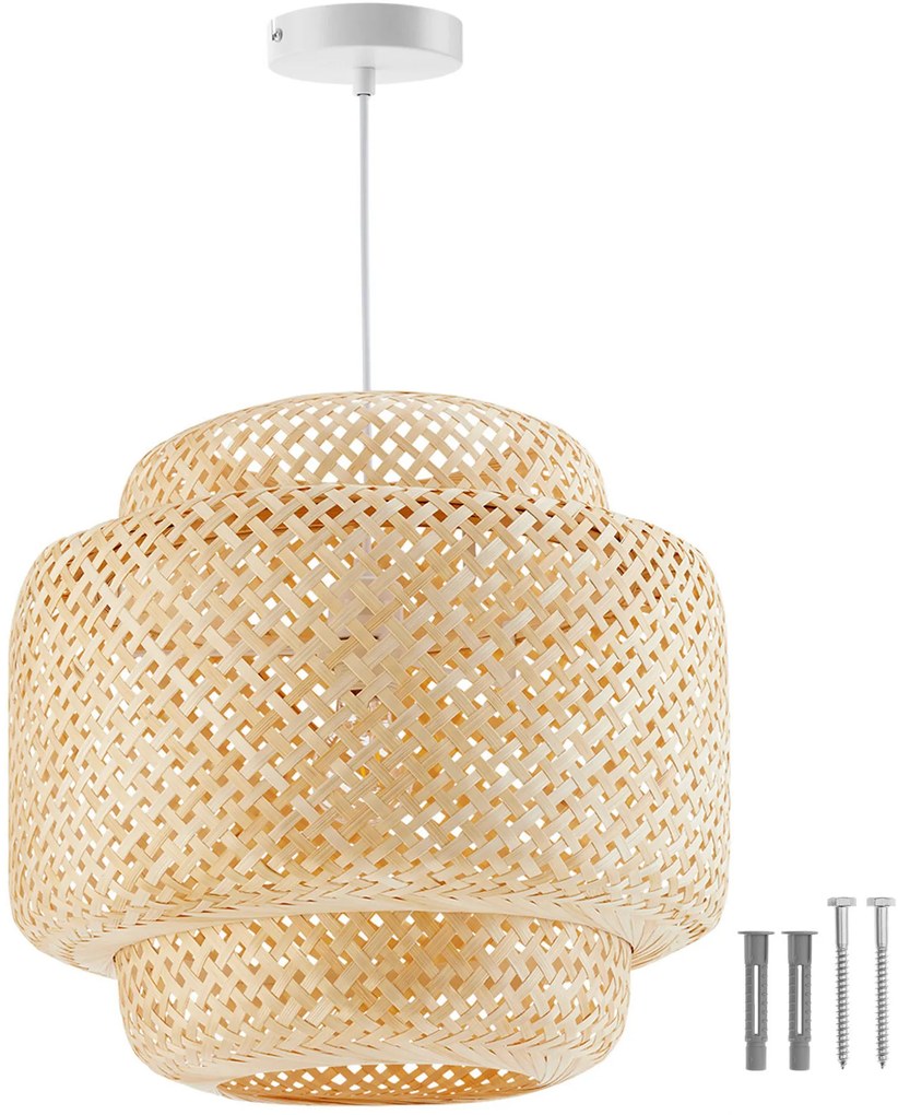 Tectake stropní svítidlo lignea lux z bambusu, boho styl, 40 w, hnědé