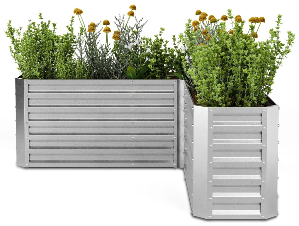 Blumfeldt High Grow vyvýšený záhon | L-tvar | odolný vůči povětrnosti | nerezový | robustní | 742 l