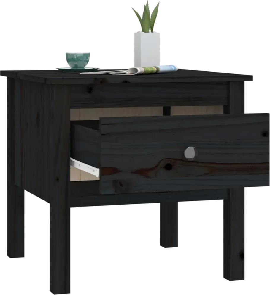 vidaXL Odkládací stolek 50 x 50 x 49 cm masivní borovice [813802] Barva: Černá