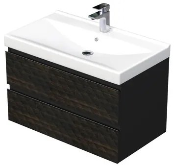 Koupelnová skříňka s umyvadlem SAT Cube Way 80x47,5x46 cm hnědá mat CUBE3D46802ZHVER