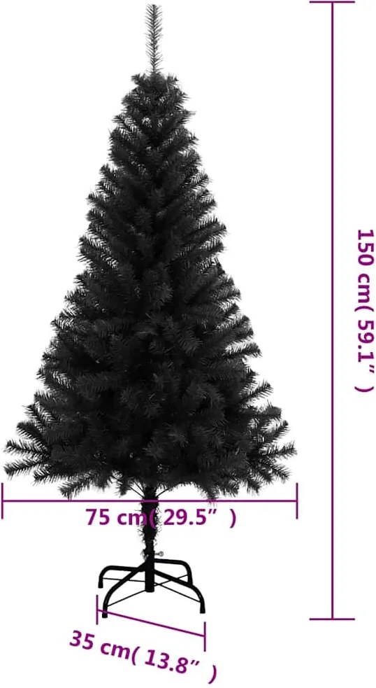 Umělý vánoční stromek se stojanem černý 150 cm PVC 321000