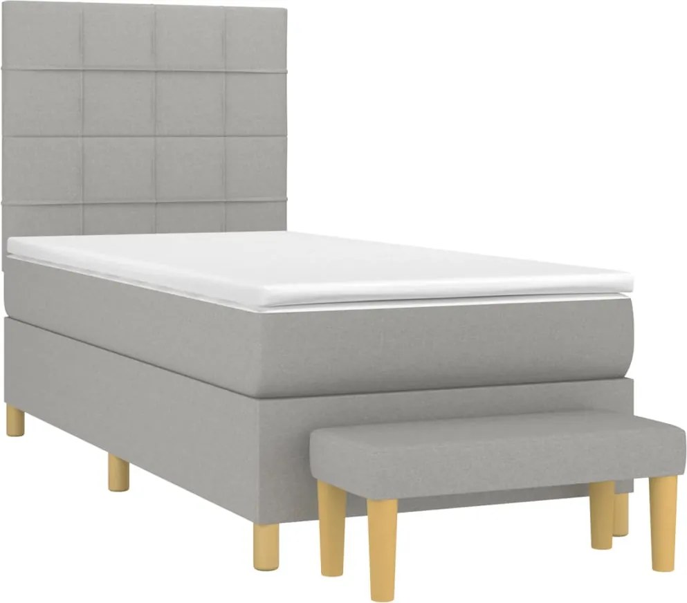 Box spring postel s matrací světle šedá 90x190 cm textil 3137117