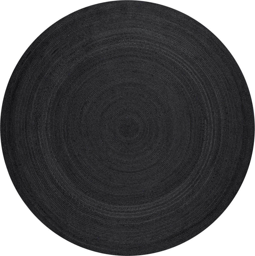 Hanse Home, Kusový koberec Jute Braided 106322 Black kruh, 200x200 (průměr) kruh, černá, chodba / předsíň