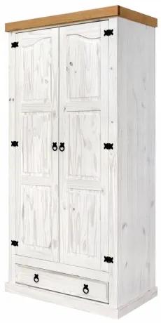 Šatní skříň bílá masiv borovice, 2dveřová, CORONA 162820B