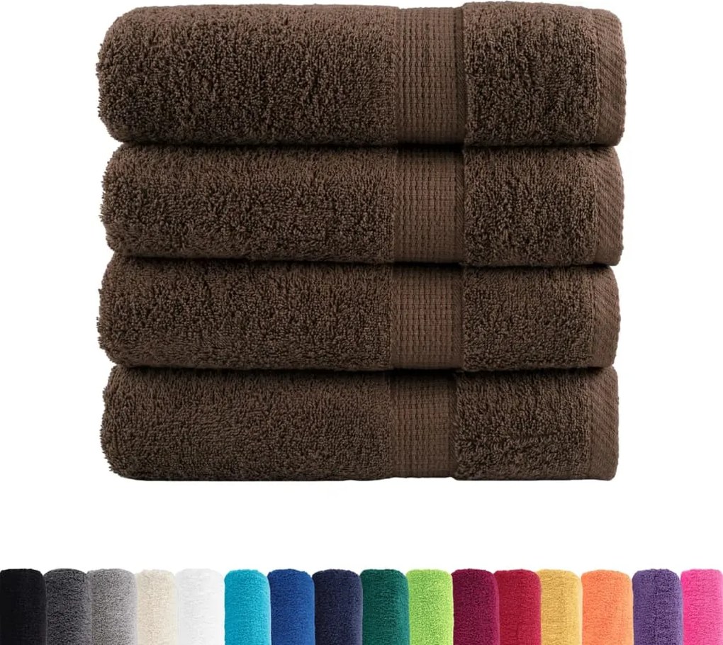 Prémiové ručníky SOLUND 4 ks hnědé 50x100 cm 600 g/m² 137234