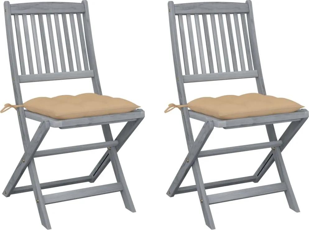 vidaXL Skládací zahradní židle s poduškami 2 ks masivní akáciové dřevo [3064553] Barva: Světle modrá
