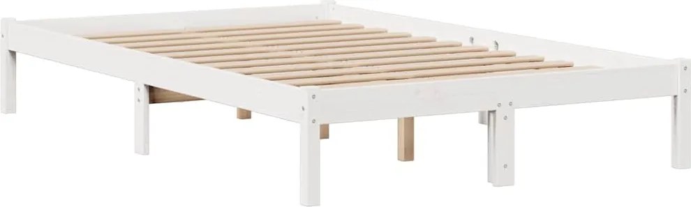 Postel s knihovnou bez matrace bílá 135x190 cm masivní borovice 3321617