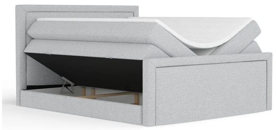 Světle šedá boxspring postel s úložným prostorem 200x200 cm Lavenda – Maison de Rêve