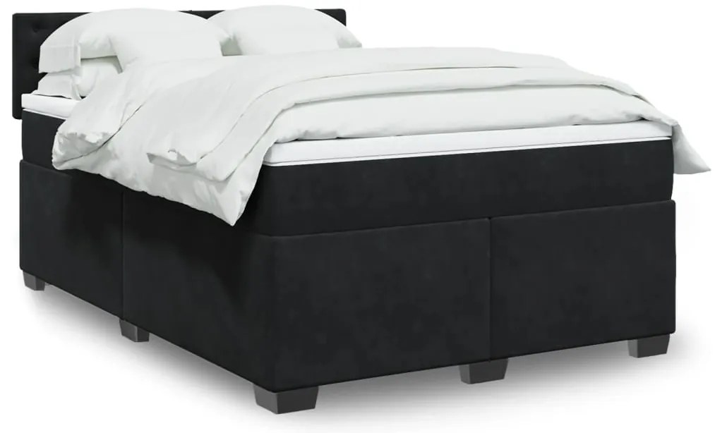 Box spring postel s matrací černá 160x200 cm samet 3288668
