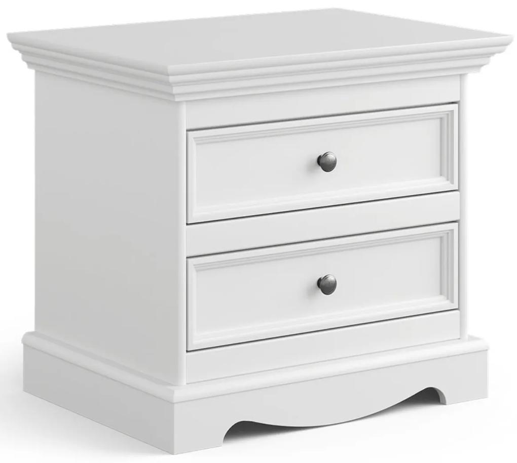 Bílý nábytek Noční stolek Belluno Elegante, bílý, masiv, borovice