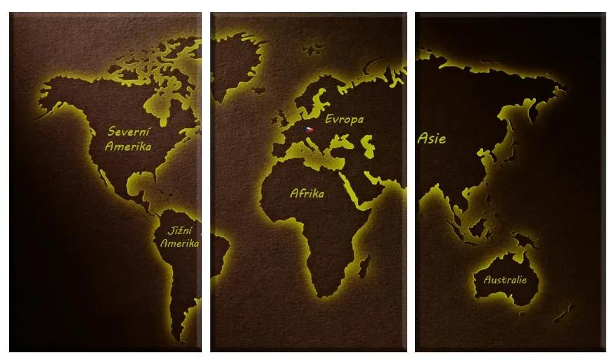 Malvis ® Třídílný obraz mapa světa III. Velikost: 90x70 cm