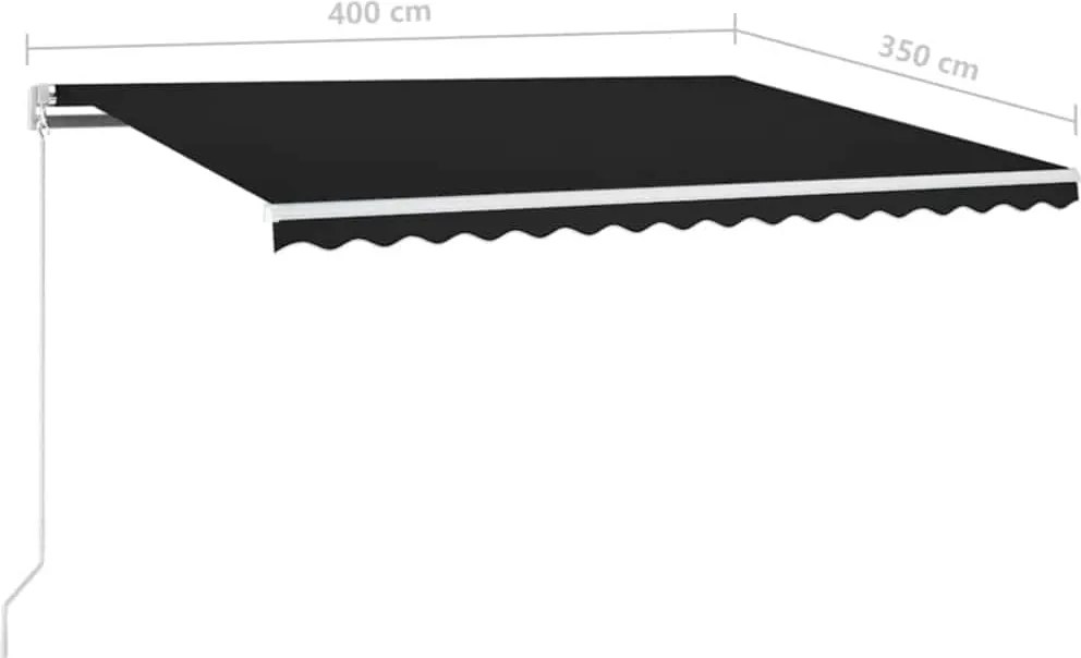 Ručně zatahovací markýza 400 x 350 cm antracitová 3068979