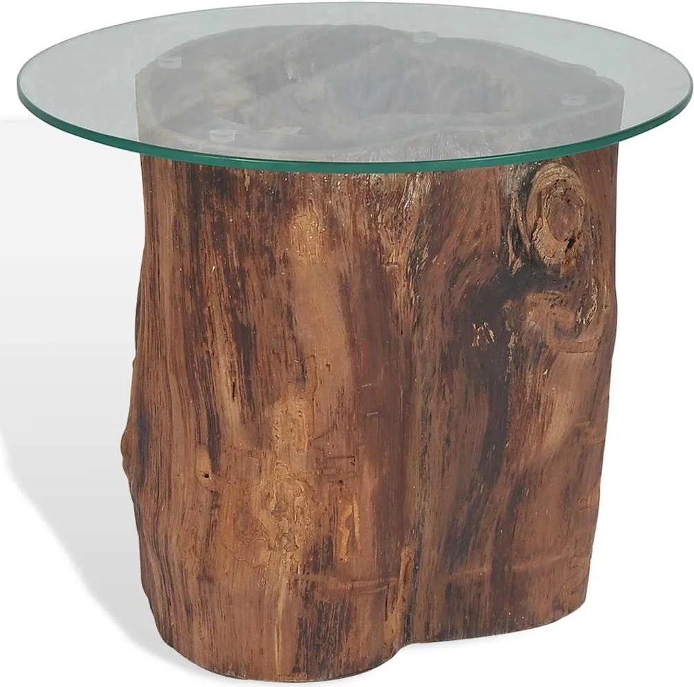 Konferenční stolek teak a sklo 50 x 40 cm 245069