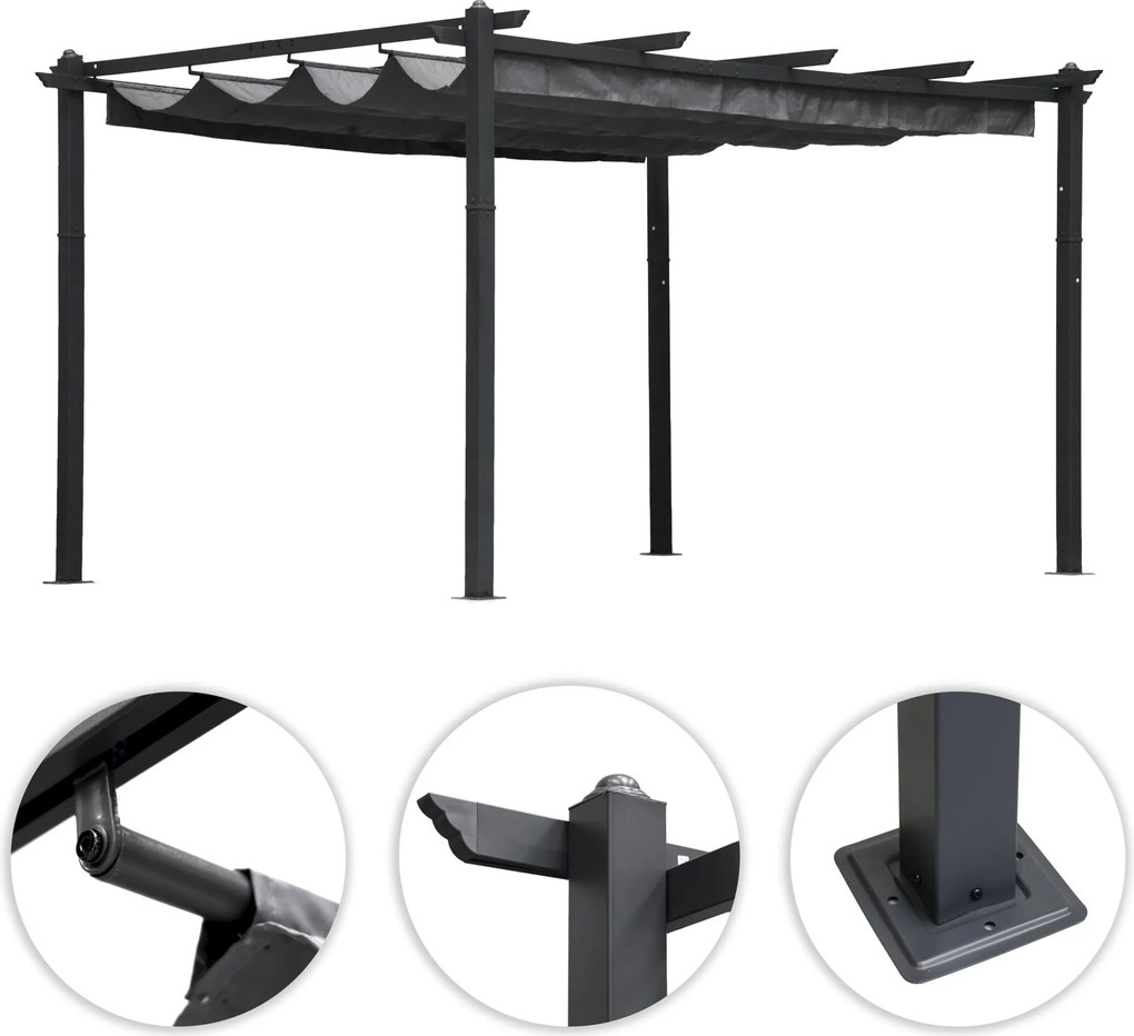 Zahradní pergola s posuvným střešním systémem Zenia 3x4 m šedá