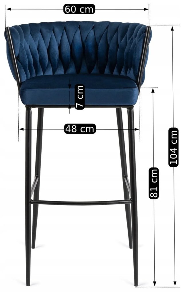 Barová židle Flores 60 cm černá/modrá