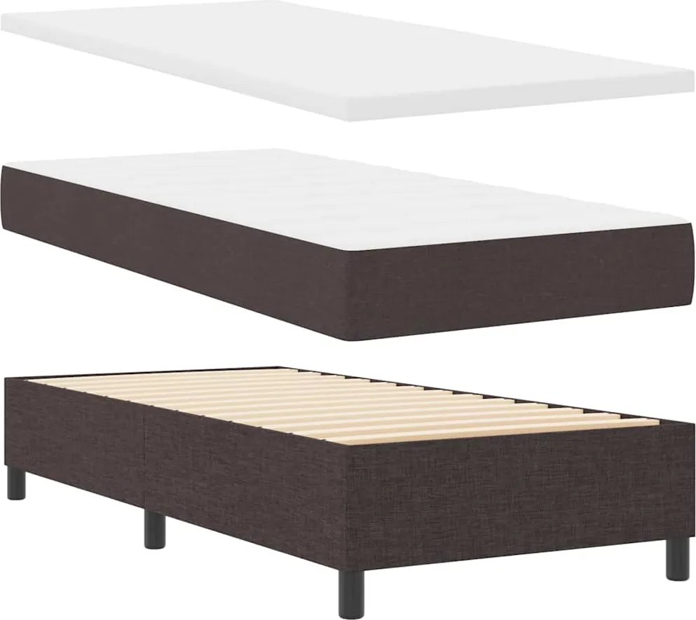 Postel s boxspringem s čelo Tmavě hnědá 90 x 190 cm textil 3340539