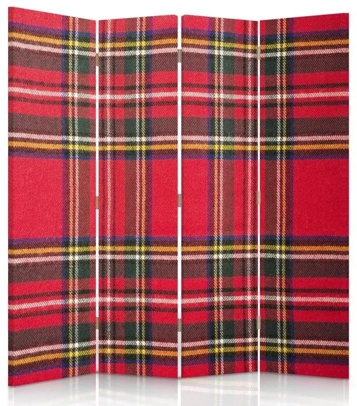 Ozdobný paraván Skotská zkouška - 145x170 cm, čtyřdílný, obustranný paraván 360°