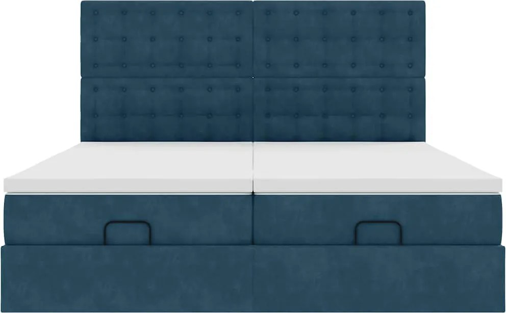Osmanský rám postele s matracíes tmavě modrá 180x200cm samet 3313812