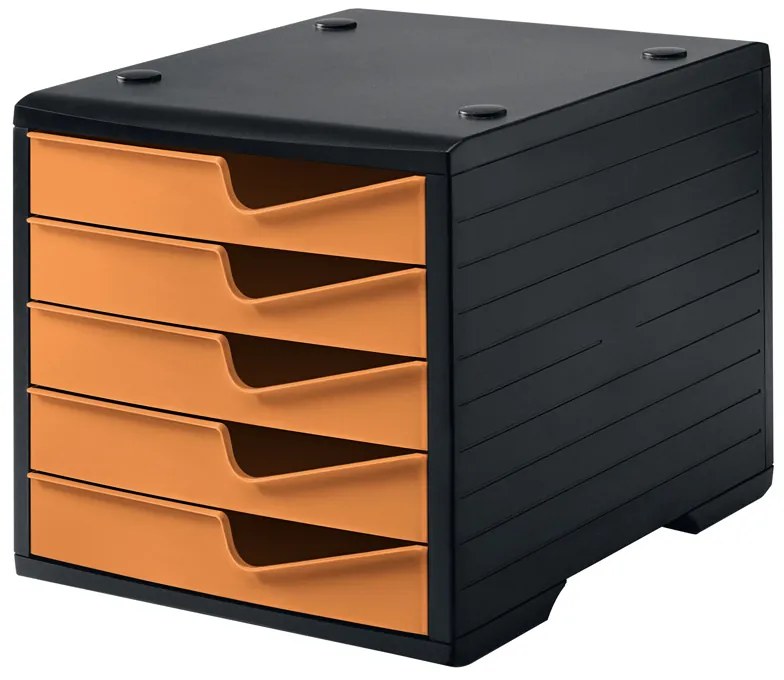 Třídící box, 5 zásuvek, černá/oranžová