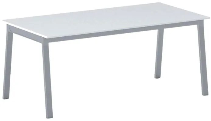 Jednací kancelářský stůl PRIMO BASIC, 180x90 cm, šedostříbrná podnož, bílá