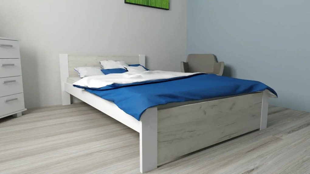 ComfortMatrace Postel z masivu borovice LUNA+rošt ZDARMA 180x200 cm Barva: dub craft/bílá