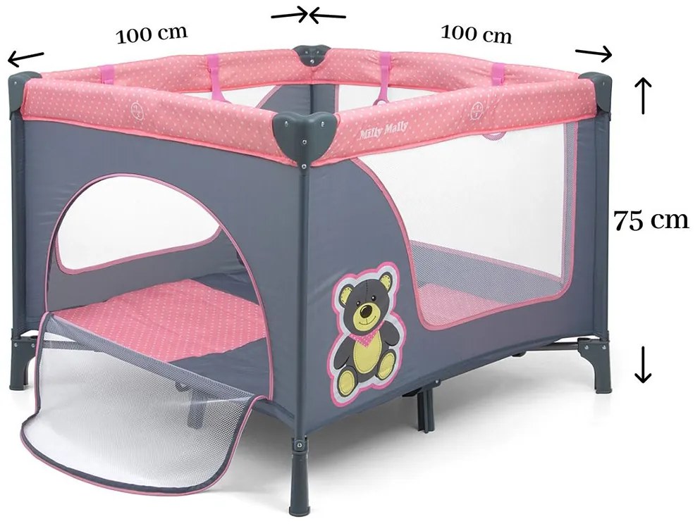 Dětská skládací ohrádka Milly Mally Fun Pink Bear