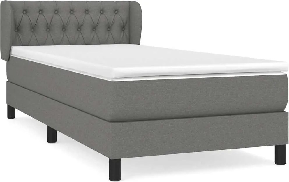 Box spring postel s matrací tmavě šedá 90x200 cm textil 3126454