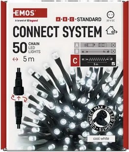Propojovací vánoční řetěz bez zdroje EMOS Connecting D1AC02 ZY1924 50LED 5m studená bílá