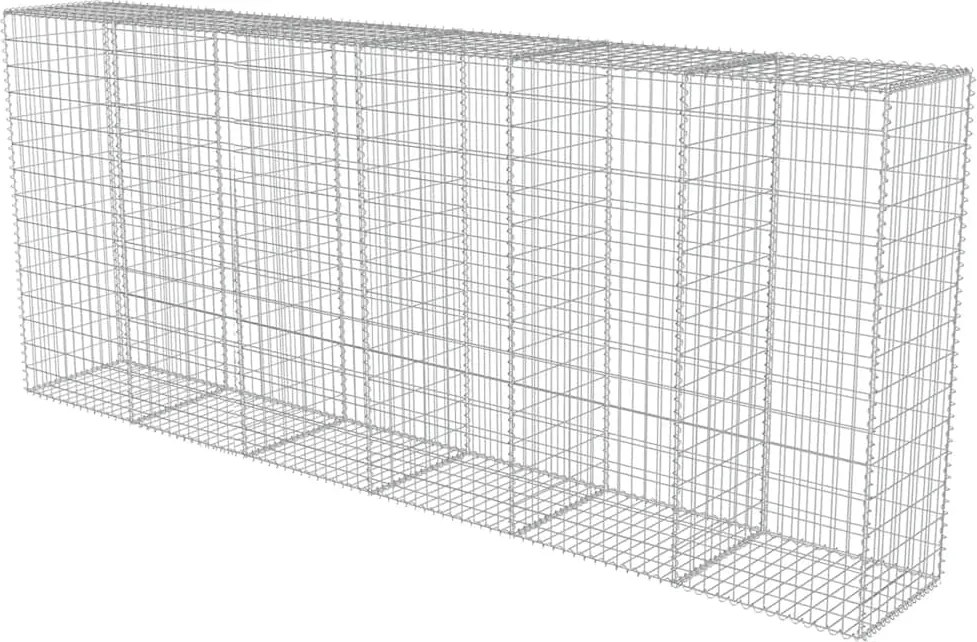 Gabionová zeď s víky z pozinkované oceli 300 x 50 x 150 cm 143593