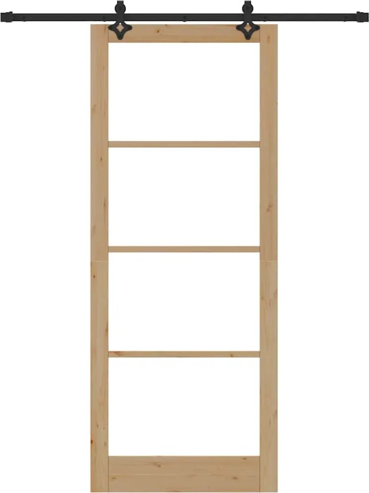 Posuvné dveře ORKDAL 93 x 232 cm Masivní borové dřevo a sklo 3332179