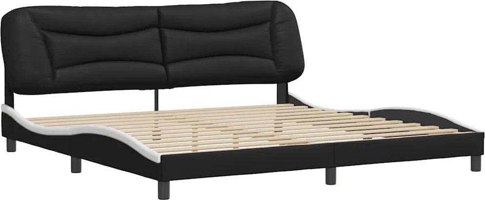 Rám postele bez matrace Hvar černý a bílý 200 x 200 cm umělá kůže 3208028
