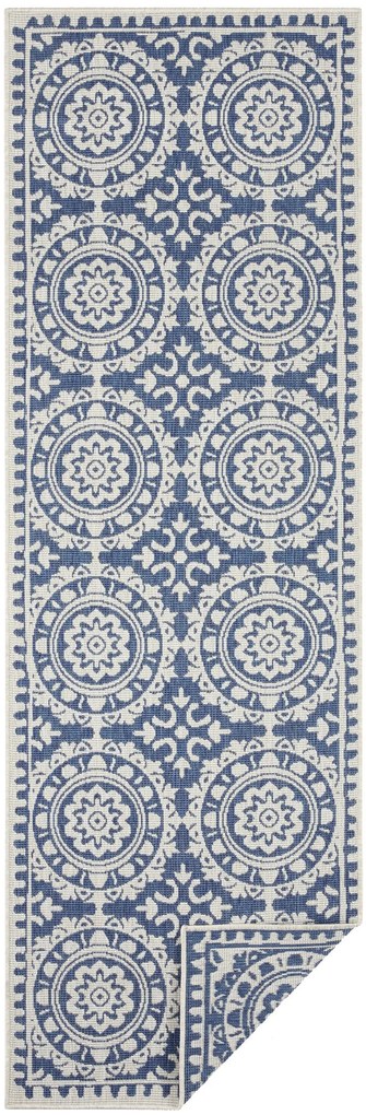 Hanse Home, Běhoun Twin Supreme 104130 Blue/Cream – na ven i na doma, 80x350, modrá, chodba / předsíň