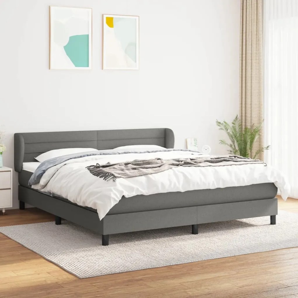 Box spring postel s matrací tmavě šedá 160x200 cm textil,  3126334
